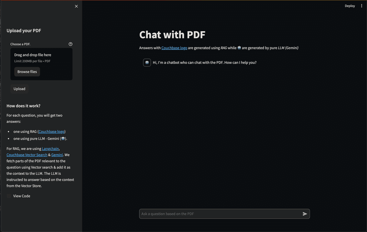 Tutorial - Build PDF Chat App With Google Gemini and Couchbase Python SDK | Couchbase Developer ...